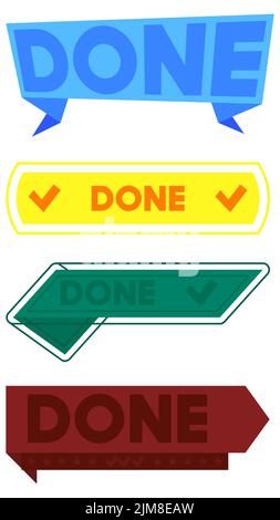 Set of ribbon with Done text with Checkmark. Banner template. Label ...
