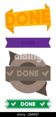 Set of ribbon with Done text with Checkmark. Banner template. Label ...