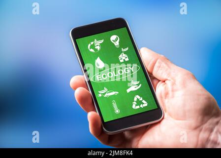 Smartphone screen displaying an ecology concept Stock Photo - Alamy