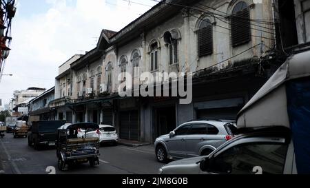 Shophouse Buildings Thanon Song Wat Old Chinatown Bangkok Thailand ...
