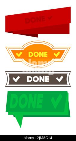 Set of ribbon with Done text with Checkmark. Banner template. Label ...