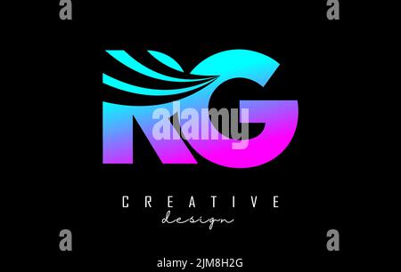 RG Letter Design with Creative Cut and Colorful Rainbow Texture. RG ...