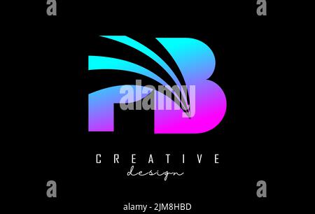 PB Letter Design with Creative Cut and Colorful Rainbow Texture. BP ...