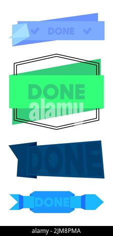Set of ribbon with Done text with Checkmark. Banner template. Label ...