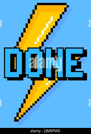 Done text with Checkmark. Pixelated word with geometric graphic ...