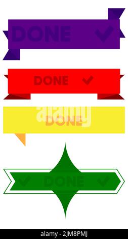 Set of ribbon with Done text with Checkmark. Banner template. Label ...