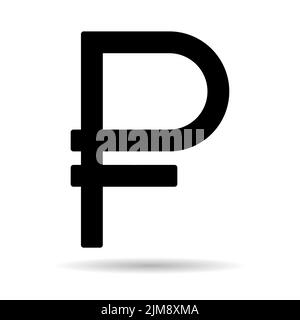 Ruble money icon shadow, russian bank economy flat sign, rouble ...
