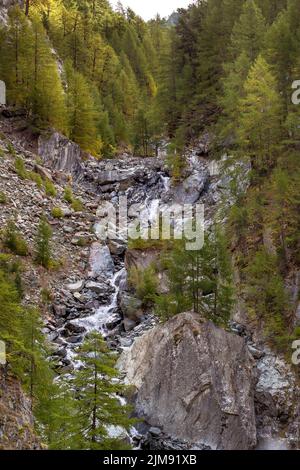 Waterfall at Gorner Gorge Park canyon, Zermatt, Switzerland Stock Photo ...