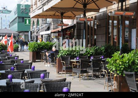 Copenhagen /Denmark/05 August 2022/ Outdoor service food and drinks in ...