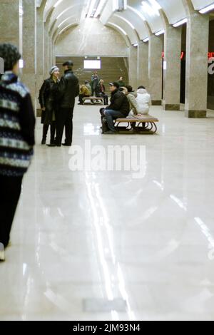 Marble underground corridor to the railway station platform Stock Photo ...