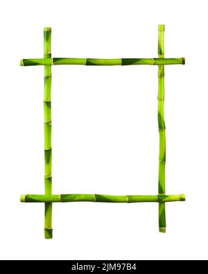 Green bamboo frame isolated on white background Stock Photo - Alamy