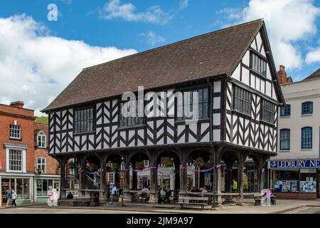 Half timbered Tudor market hall, Ledbury , Herefordshire , England ...