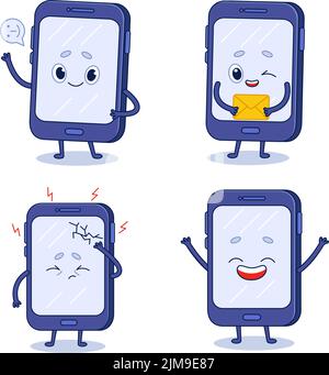 Cute cartoon hand holding mobile smartphone with checklist. Feedback ...