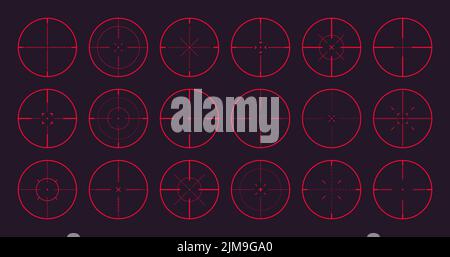 Red dot sights. Weapon aim hud crosshairs sniper accuracy, circle goal ...