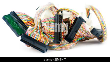 SCSI data cable with connectors over white background Stock Photo - Alamy