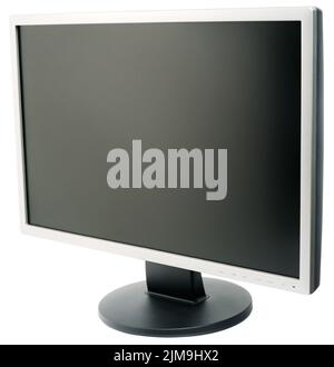Computer with flat screen isolated on white Stock Photo - Alamy
