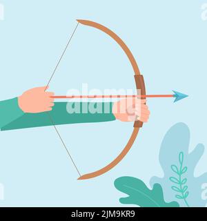 Hands of archer pulling string of recurving bow for shot Stock Vector ...