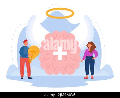 Positive optimistic mindset and self care for mental health. Cartoon ...