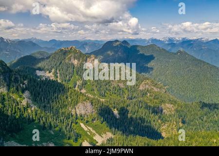 An aerial view of Seymour Mountain, British Columbia, Canada in summer ...