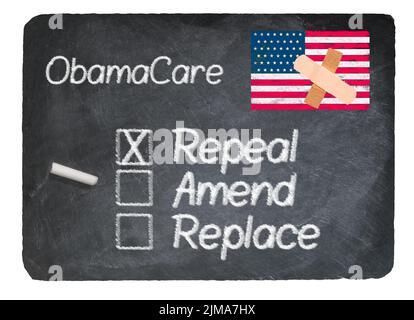 Obamacare concept using chalk on slate blackboard Stock Photo - Alamy