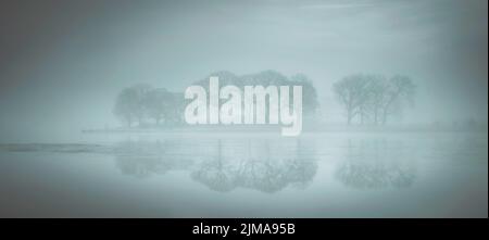 A misty morning at Esthwaite Water in the Lake District Stock Photo - Alamy