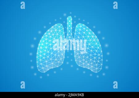 Lungs 3d low poly symbol with binary code background. Reproductive ...