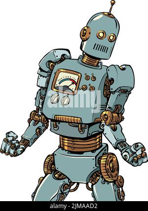 strong robot with powerful arms in bodybuilders pose, artificial ...