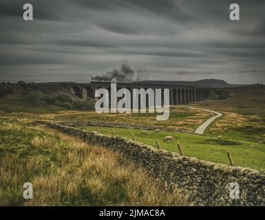 Princess Elizabeth steam locomotive crossing the Ribblehead viaduct ...