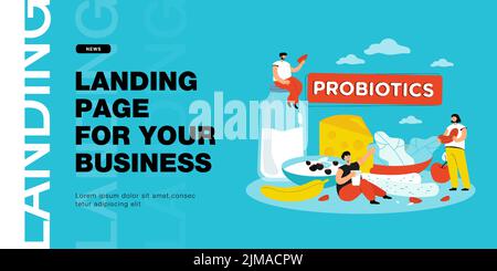 Tiny people on probiotic diet vector illustration Stock Vector Image ...