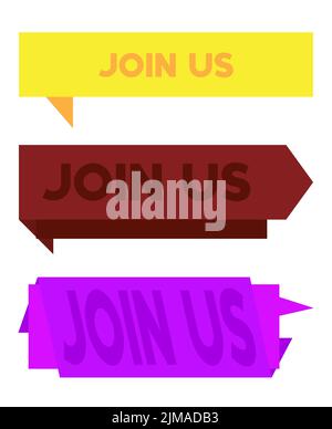 Set of ribbon with Join Us text. Banner template. Label sticker. Sign ...
