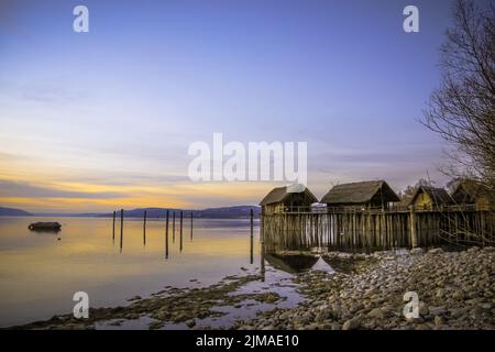 Lake Constance, Lake, Stilt houses, Unteruhldingen, Baden-Württemberg ...