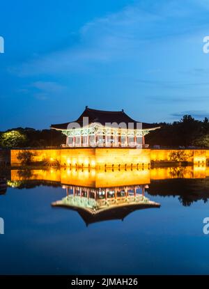 Donggung Palace and Wolji Pond at Night, Gyeongju, South Korea Stock ...