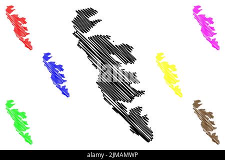 Suduroy island (Kingdom of Denmark, Faroe Islands) map vector ...
