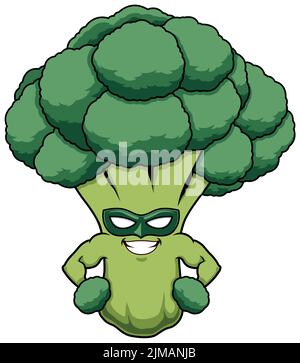 A cartoon of green broccoli with Super hero costume Stock Vector Image ...