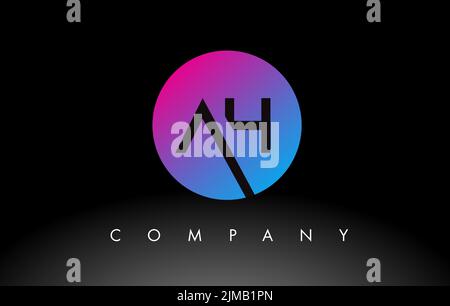 Neon Blue AH Letters Logo Design Slim. Simple and Creative Clean Letter ...