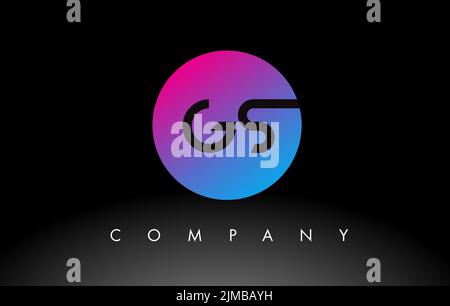 Neon Blue GS Letters Logo Design Slim. Simple and Creative Clean Letter ...