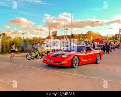 Old red and black sport Chevrolet Corvette C5 coupe two door 1997 ...