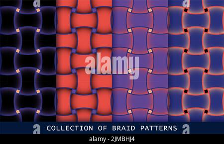 Geometric seamless patterns with intertwined bands. Wrapping paper ...