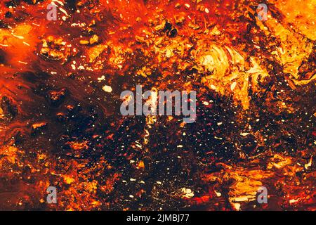 Volcano Abstract background. red lava and black basalt Thick paint ...