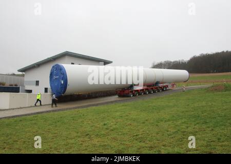 Heavy transport of wind turbine parts on special vehicle Stock Photo ...