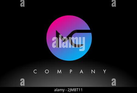 Neon Blue MC Letters Logo Design Slim. Simple and Creative Clean Letter ...