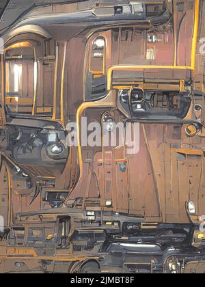 painted picture of an old rusty industrial machine Stock Vector Image ...