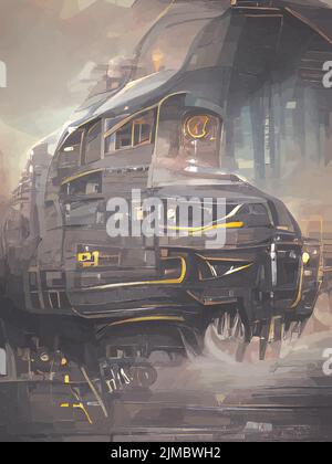 painted picture of an old rusty industrial machine Stock Vector Image ...