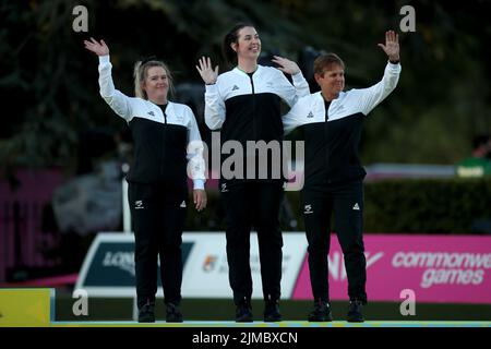 New Zealand’s Nicole Toomey, Tayla Bruce and Val Smith celebrate their ...