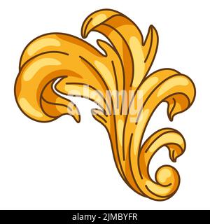 Decorative floral element in baroque style. Colorful curling plant ...