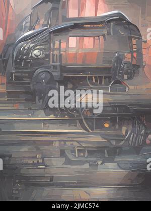 painted picture of an old rusty industrial machine Stock Vector Image ...