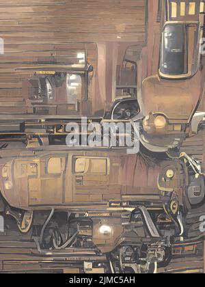 painted picture of an old rusty industrial machine Stock Vector Image ...