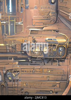 painted picture of an old rusty industrial machine Stock Vector Image ...