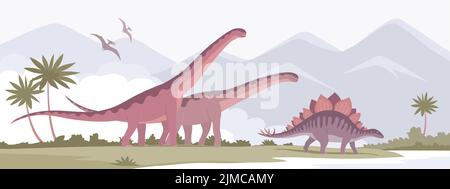 Big alamosaurus with a long neck and tail. Herbivorous dinosaur of the ...