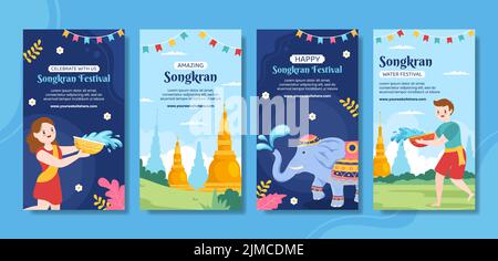 Songkran Festival Day Social Media Post Template Cartoon Background ...